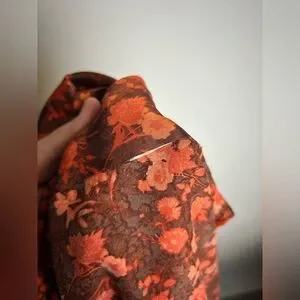 Endless Rose | Tops | Endless Rose Floral Orange Womens Top Satin Long ...